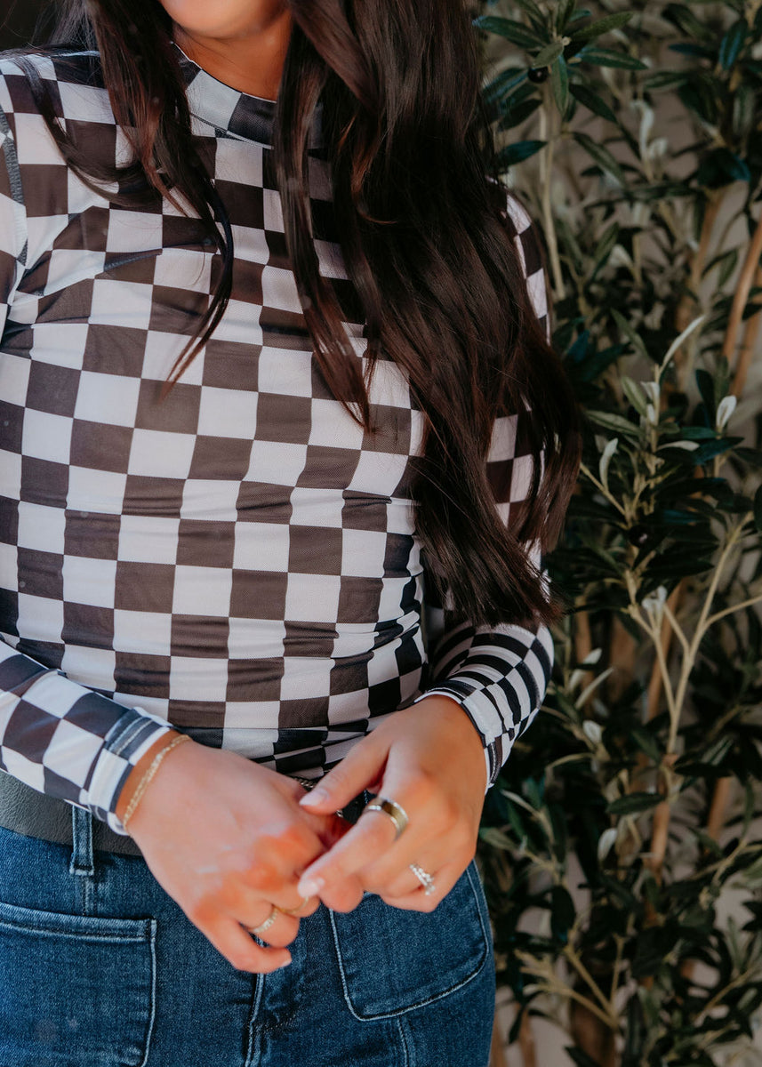 Janet Checkered Mesh Long Sleeve – Lauriebelles