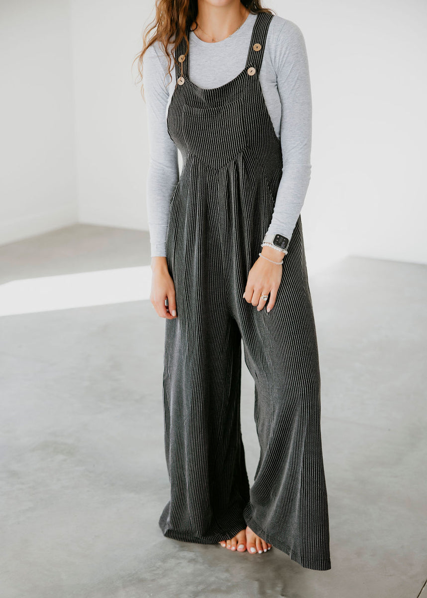 Hallie Ribbed Wide Leg Overalls – Lauriebelles