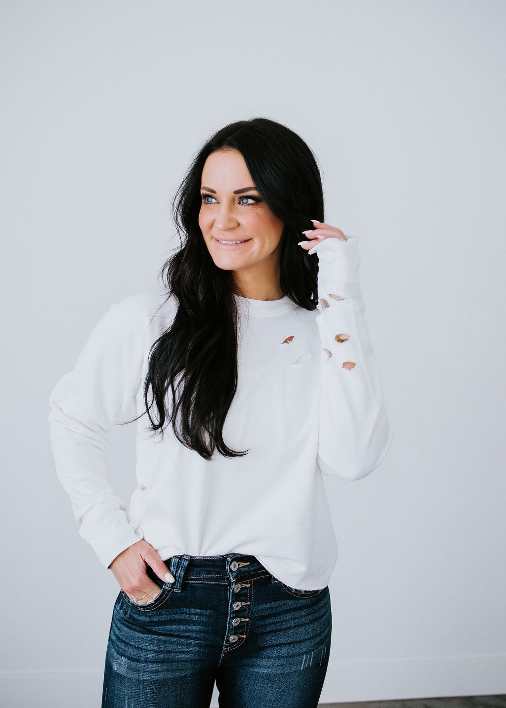 Kynlee Distressed Crew by Lily & Lottie – Lauriebelles