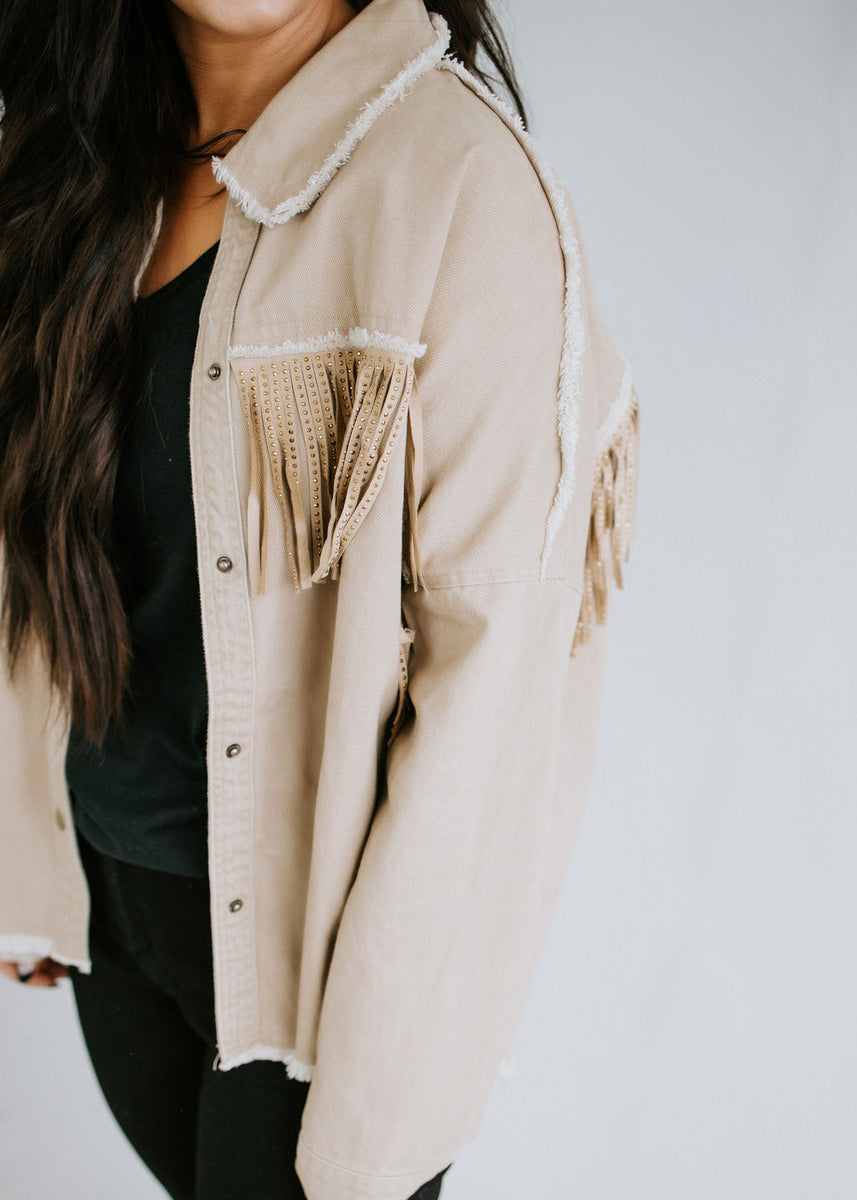 Aurora Studded Fringe Oversized Shacket – Lauriebelles
